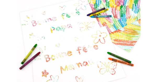 Transfert aux crayons de cire - Fête des parents - Activités manuelles ...