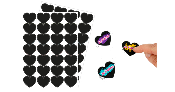 Gommettes cœur message à gratter - 2 planches - Gommettes à gratter
