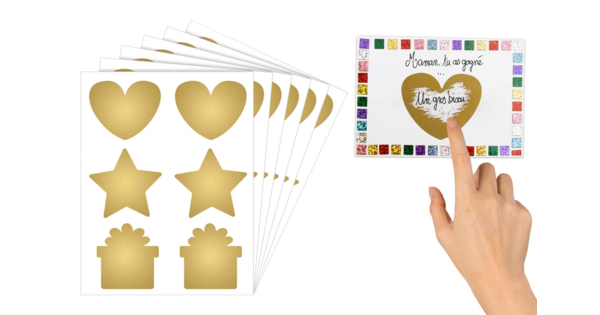 Maxi gommettes à gratter dorées - 36 pcs - Gommettes à gratter