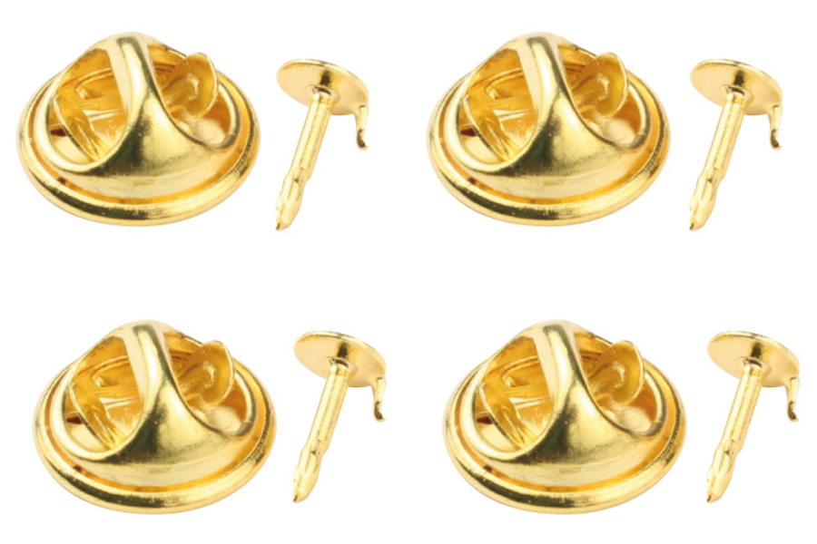 Attaches pin's dorés - 12 pièces - Broches - 10 Doigts