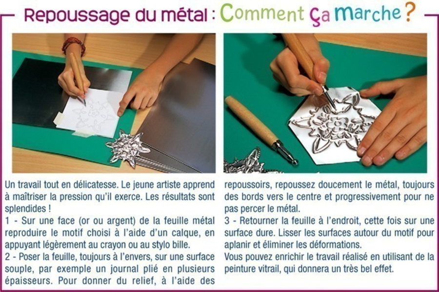 Métal à repousser argent - 5 feuilles - Métal à repousser : tout le ...