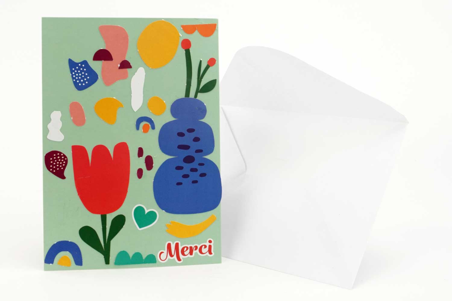 Kit cartes collages fleuris - 3 cartes - Kits carteries