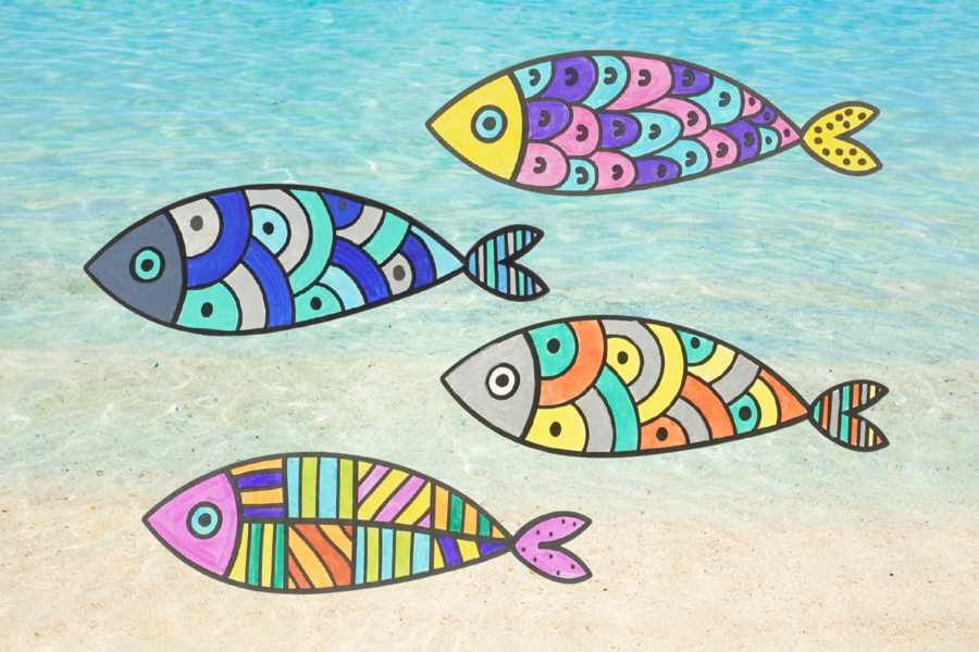 Poissons à colorier - 30 pièces - Supports de Pâques à décorer