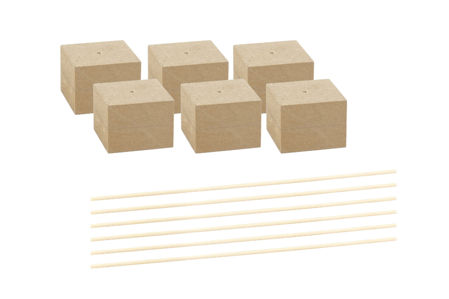 Socles et tiges en bois - 6 pièces - Socles à poser