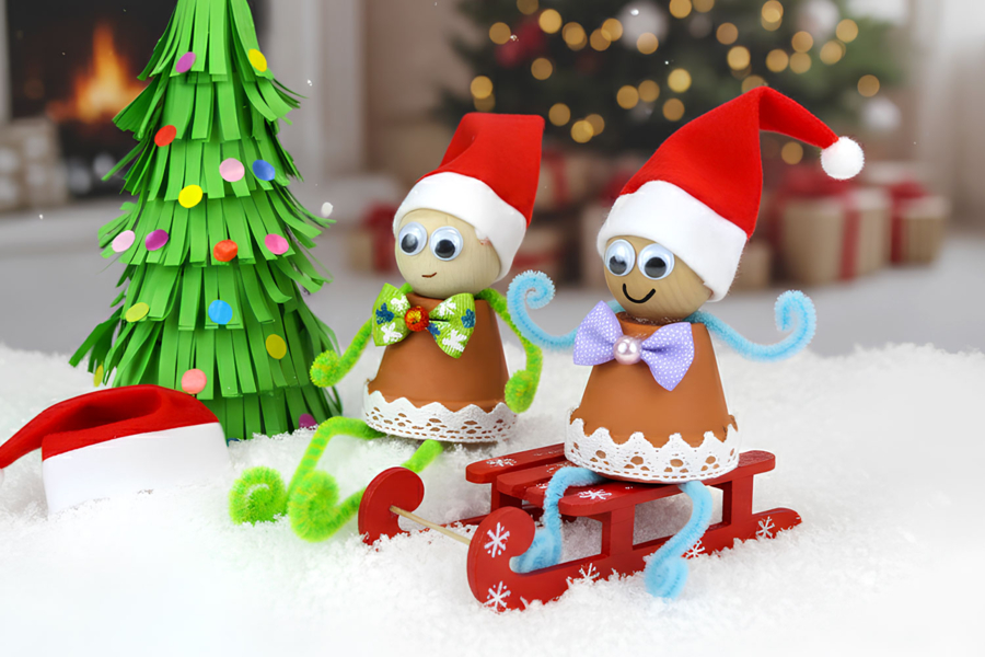 Lutins de Noël avec pots en terre cuite - Activités manuelles Noël