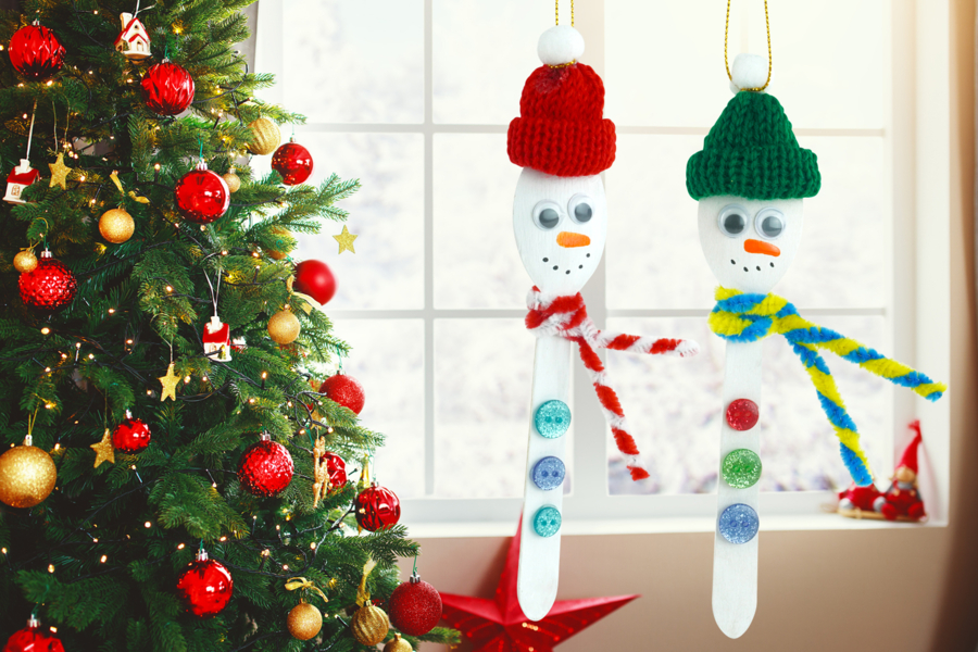 Bonhomme de neige avec une cuillère - Activités manuelles décorations ...