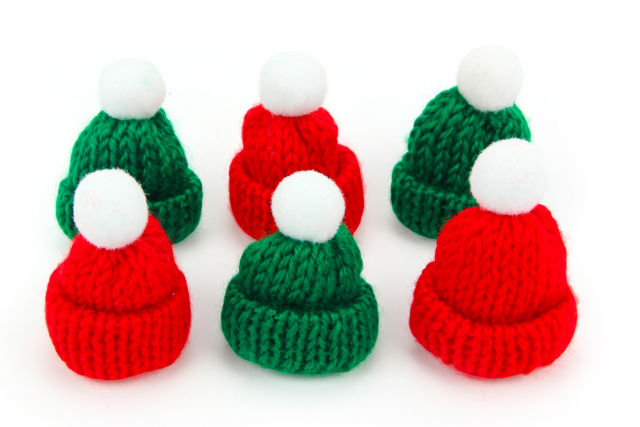 Mini bonnets tricotés - 6 pièces - Petites décorations de Noël