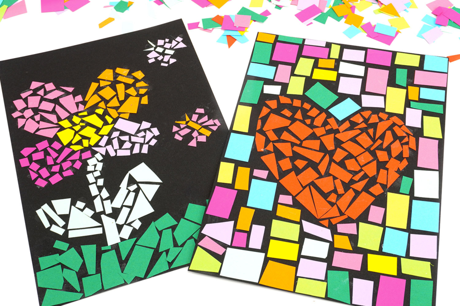 Dessin mosaïque de papier - Activités manuelles collage, pliage