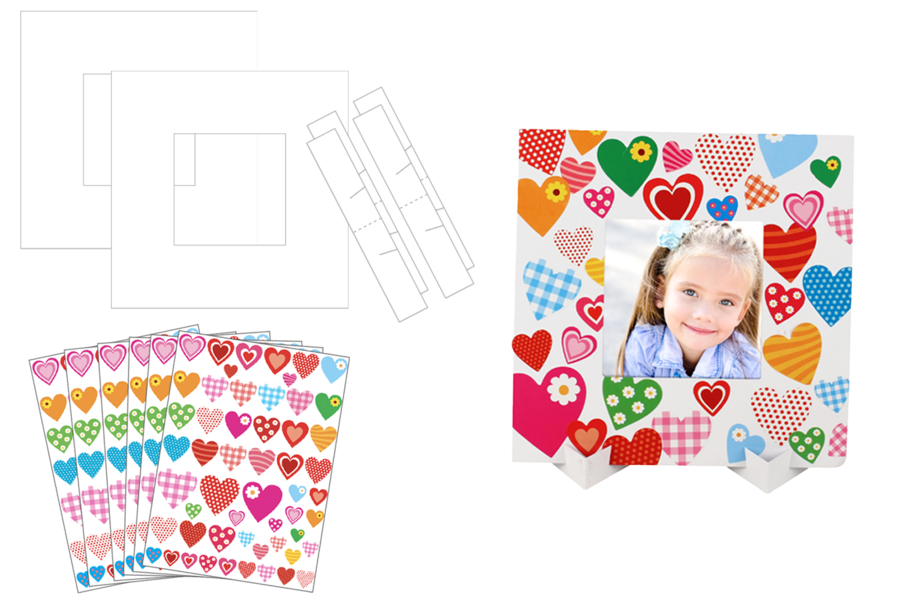 Cadres gommettes coeurs - 8 pièces - Cadres photos à décorer