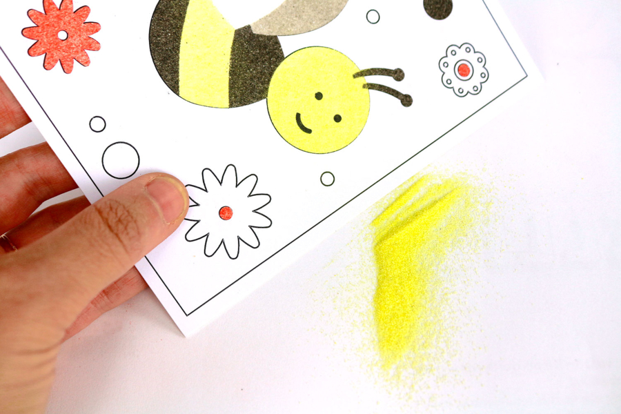 Cartes à sabler, thème animaux- 6 cartes - Sables colorés