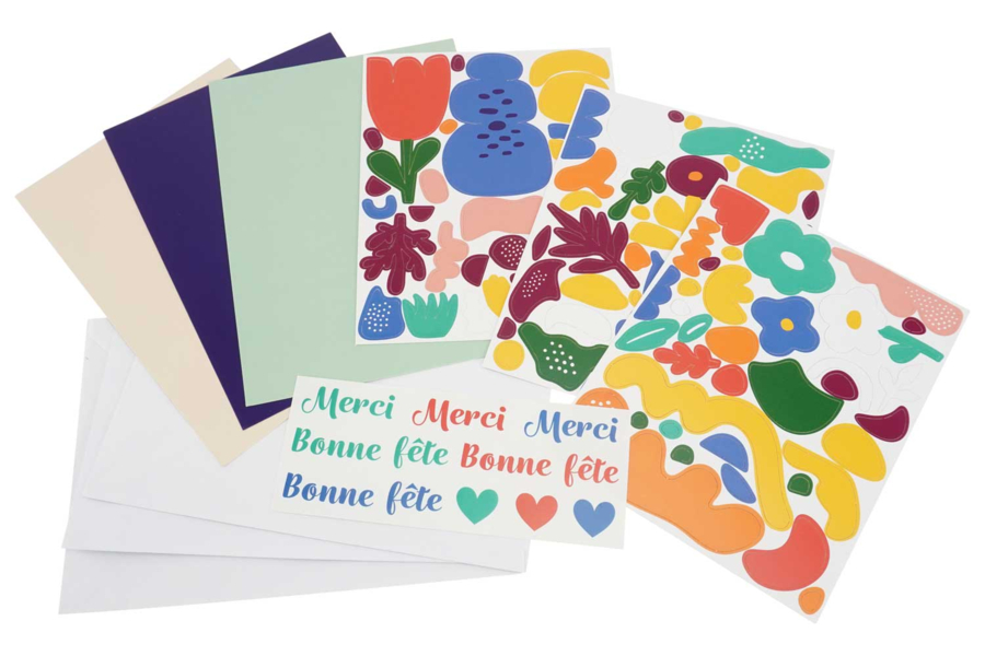 Kit cartes collages fleuris - 3 cartes - Kits carteries