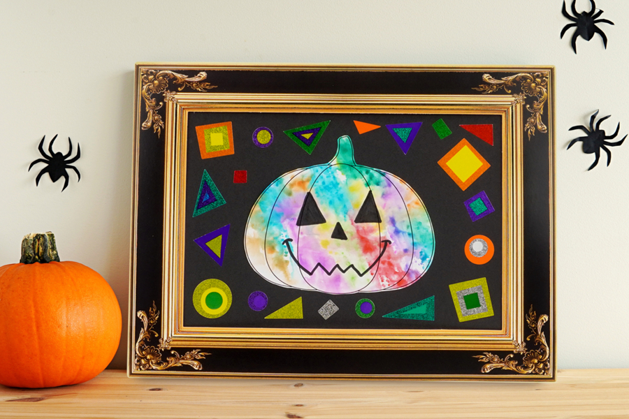 Tableau citrouille aquarelle - Activités manuelles Halloween