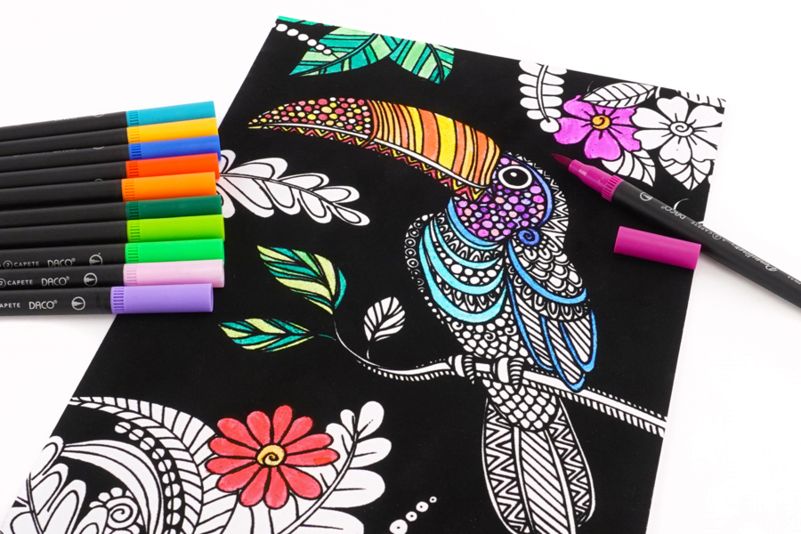 Coloriages velours animaux, format A4 - 4 cartes - Supports à colorier
