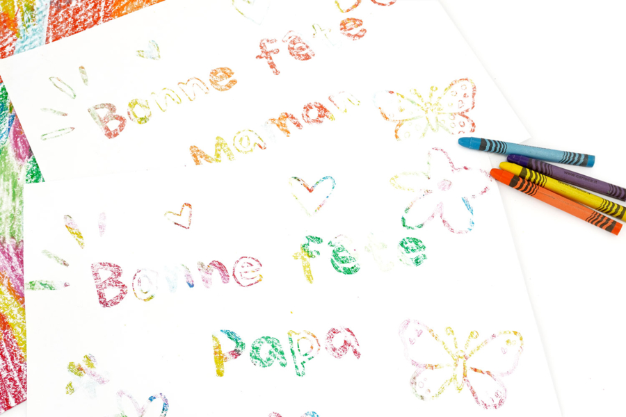Transfert aux crayons de cire - Fête des parents - Activités manuelles ...