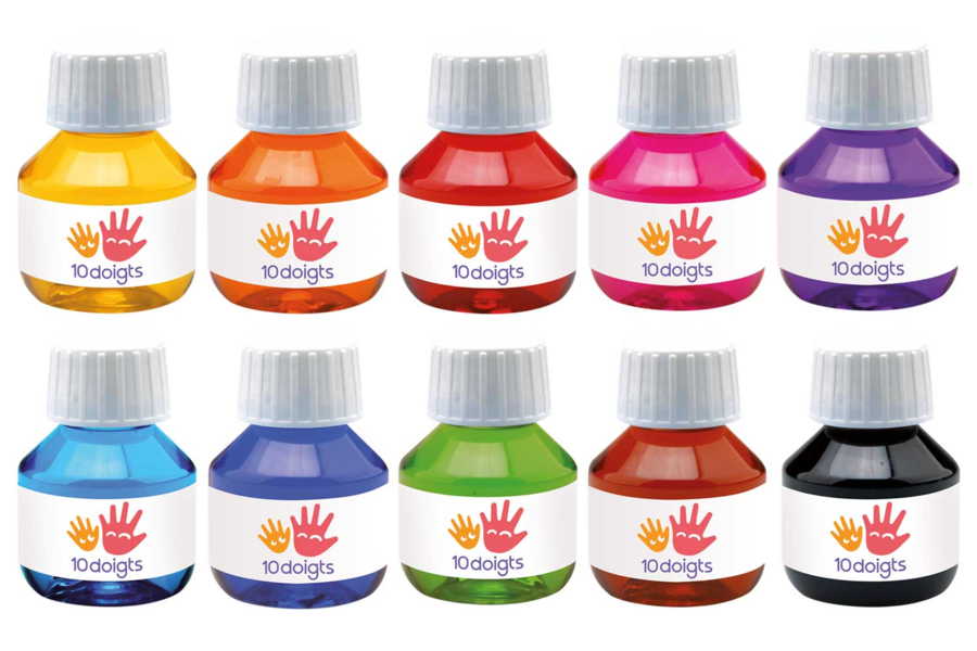 Encres à dessiner, 60 ml - 10 couleurs - Encres liquides