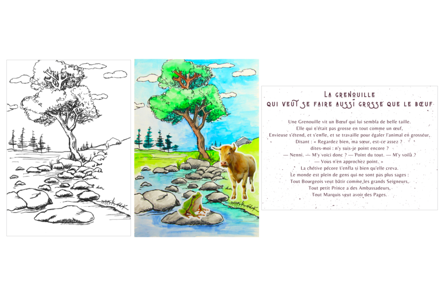 Cartes à colorier et gommettes + Cadeaux - Fables de La Fontaine - Kits ...