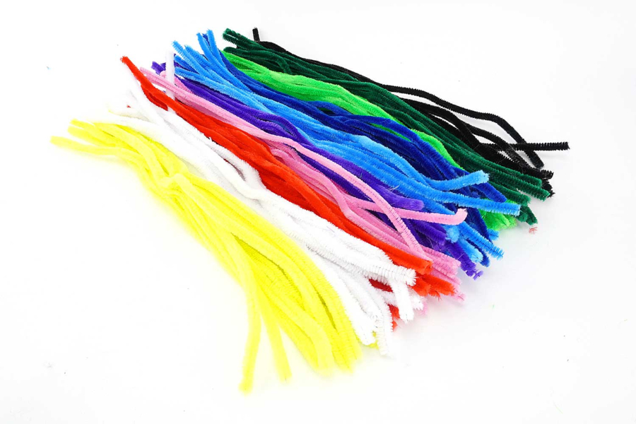 Fil chenille 30 cm, diamètres assortis - 130 pièces - Chenilles, cure-pipe