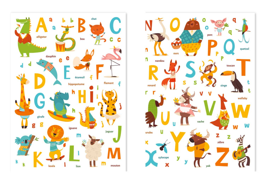 Gommettes abécédaire animaux - 130 pcs - Gommettes pédagogiques ...