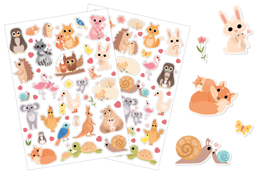 Gommettes animaux et leurs bébés - 66 pcs - Gommettes Animaux