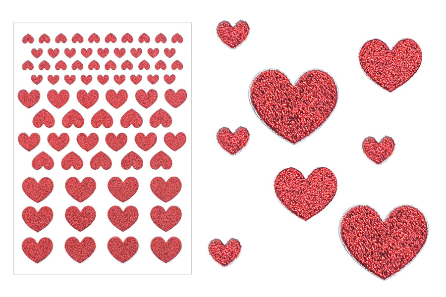 Gommettes “Coeurs à paillettes“ - 72 pcs - Gommettes coeurs