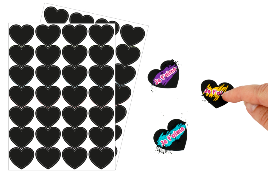 Gommettes cœur message à gratter - 2 planches - Gommettes à gratter