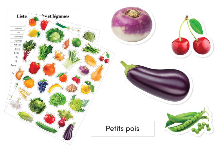 Gommettes "J'apprends les fruits et légumes" - 60 pcs - Gommettes ...