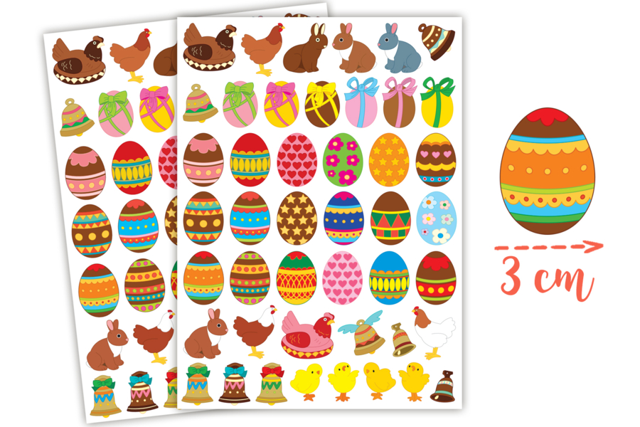 Gommettes Œufs de Pâques - 90 pcs - Gommettes Pâques