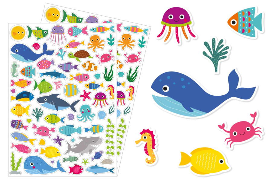 Gommettes poissons rigolos - 84 pcs - Gommettes Animaux