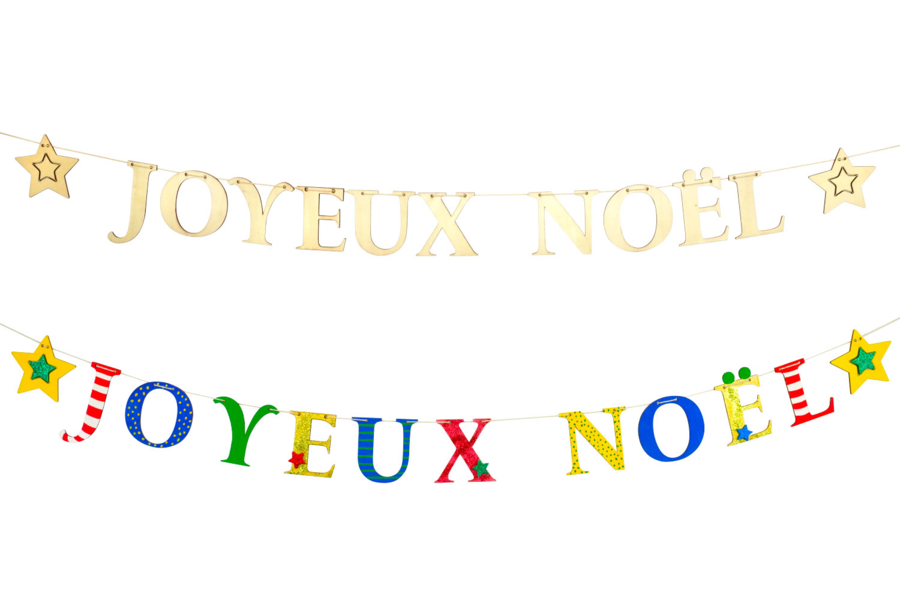 Guirlande en bois "Joyeux Noël" - Objets en bois Noël