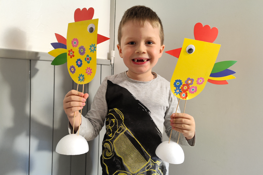 Kit poules à grandes pattes - 6 poules - Kits créatifs Pâques