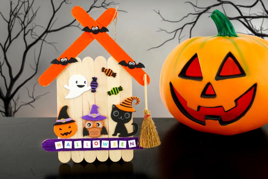 Maison hantée Halloween en bâtonnets - Activités manuelles Halloween