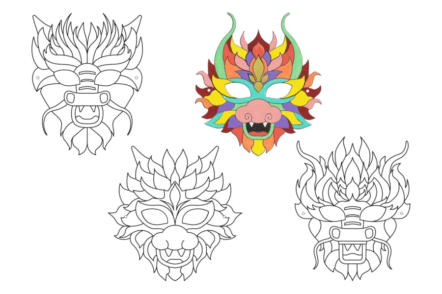 Masques à colorier dragons - 4 motifs - Masques créatifs enfants