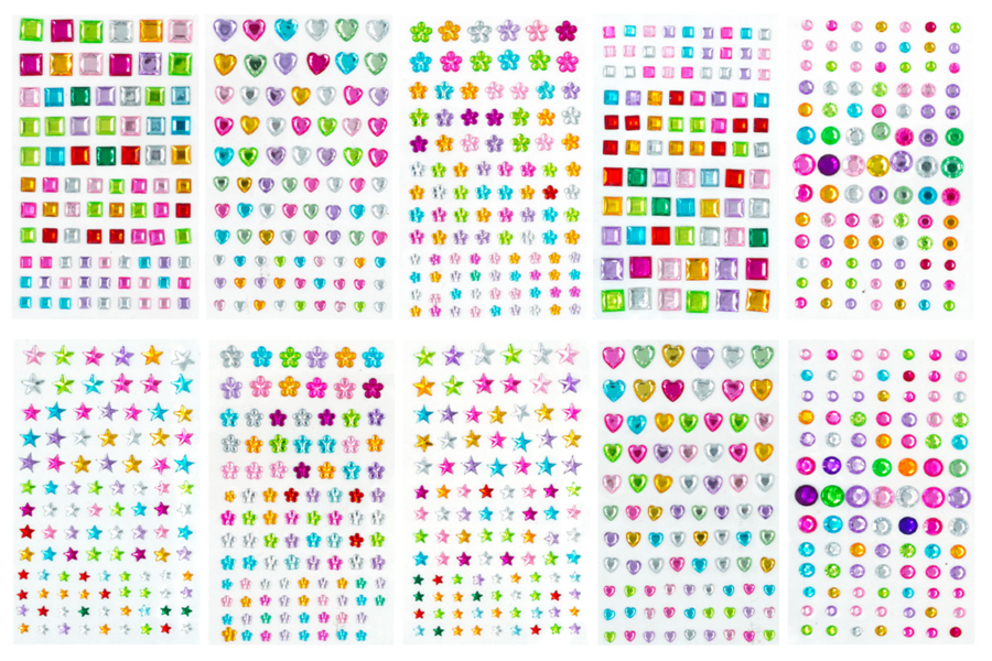 Méga lot strass adhésifs - 900 pcs - Strass autocollants