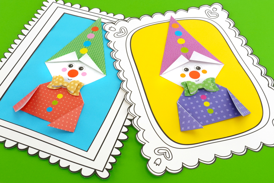 Tableau clown - Origami facile - Activités manuelles Carnaval, Mardi gras