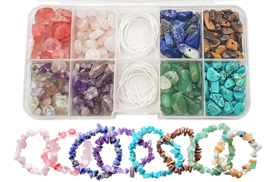 Coffret perles en pierre - 8 couleurs - Perles Naturelles