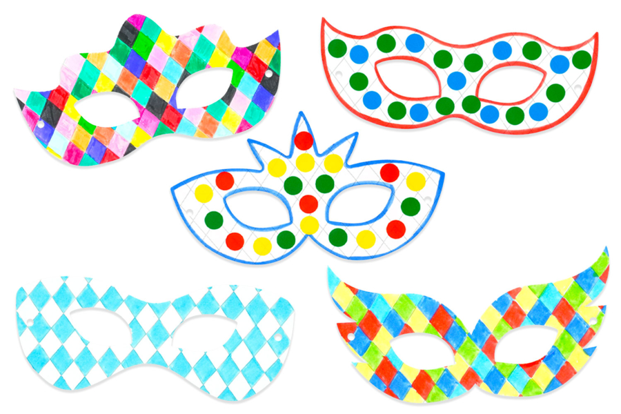 Masques à colorier loups Arlequin - 10 motifs - Masques Créatifs