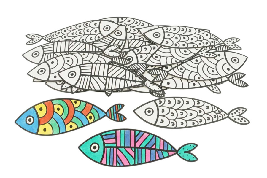Poissons à colorier - 30 pièces - Supports de Pâques à décorer