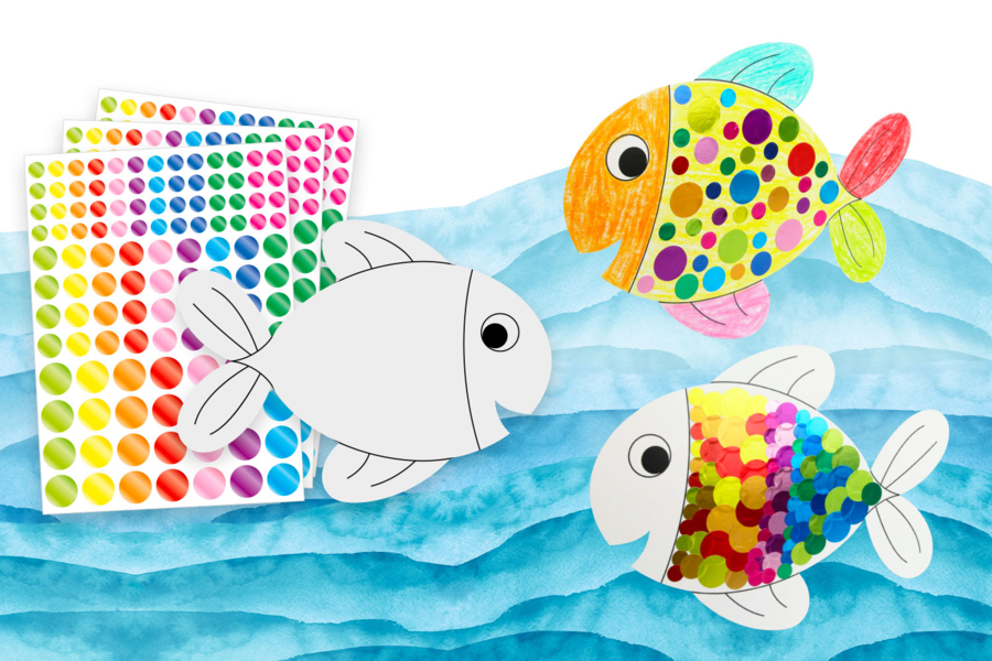 Poissons à décorer + gommettes - 6 pcs - Kits créatifs Pâques
