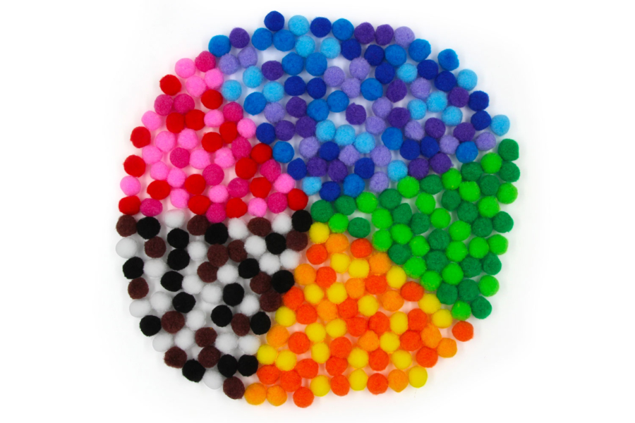 Mega pack Pompons, 16 couleurs - 1200 pièces - Pompons