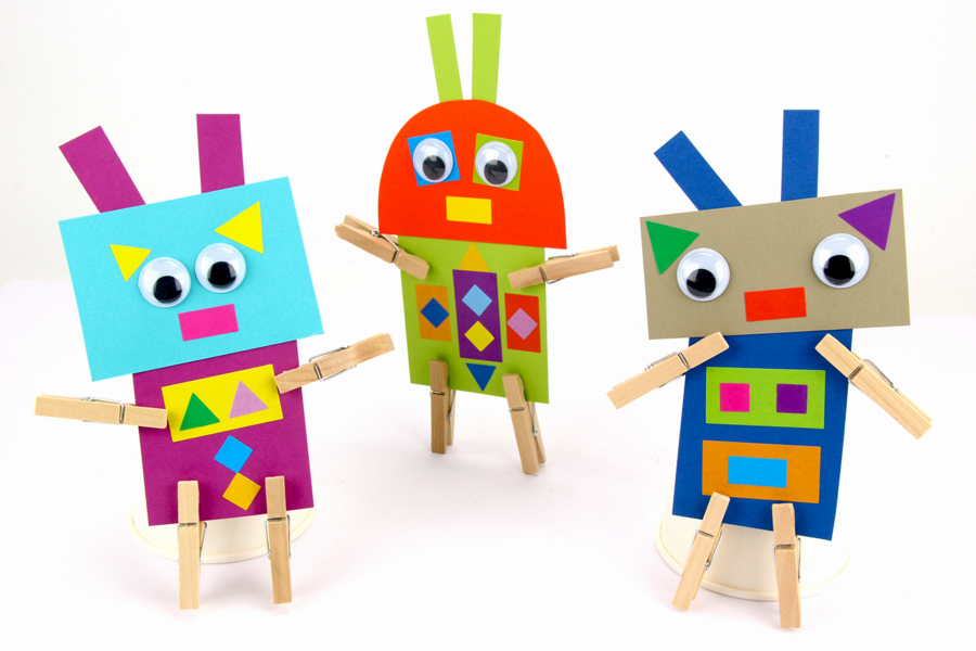 Robots rigolos en papier - Activités manuelles personnages rigolos