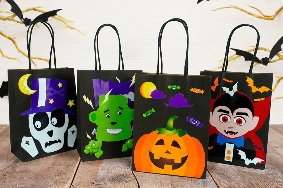 Kit sacs personnages d'Halloween - 4 pièces - Sacs à bonbons Halloween