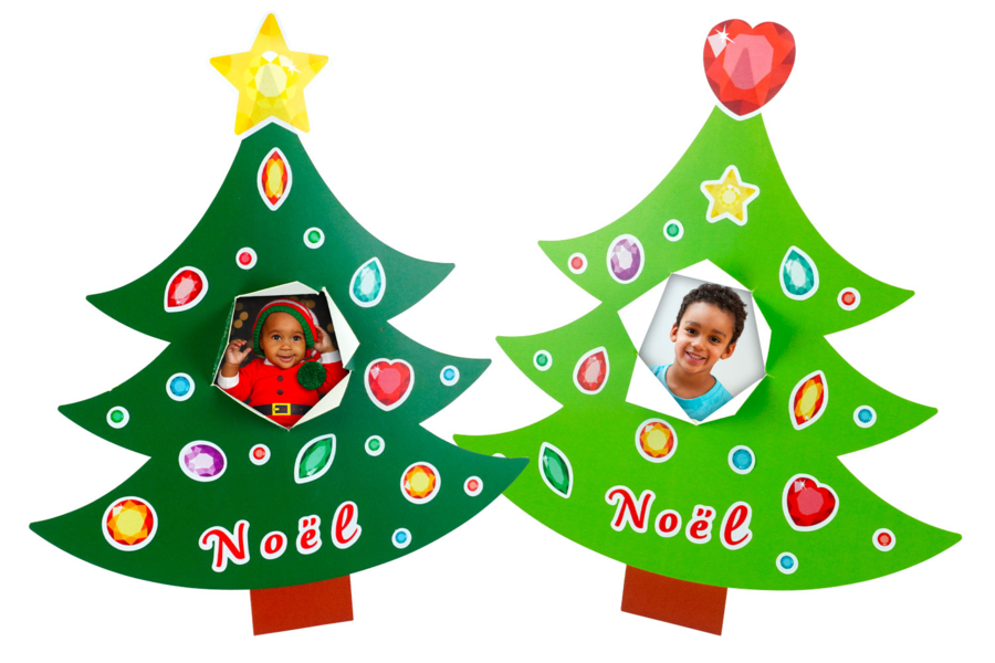 Kit sapins cadre photo + gommettes - 12 pièces - Kits créatifs de Noël ...