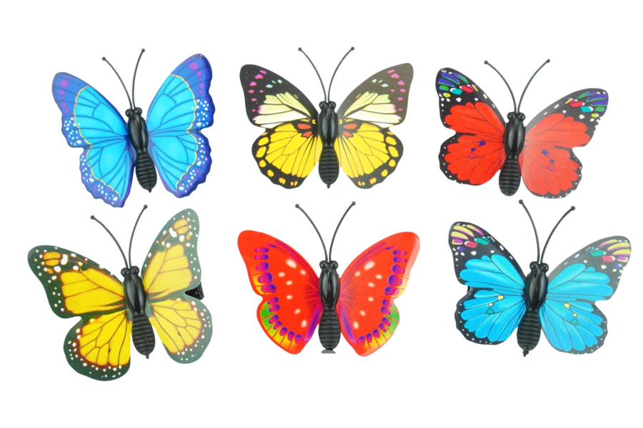 Papillons 3D sur pinces - 6 pcs - Décorations à coller