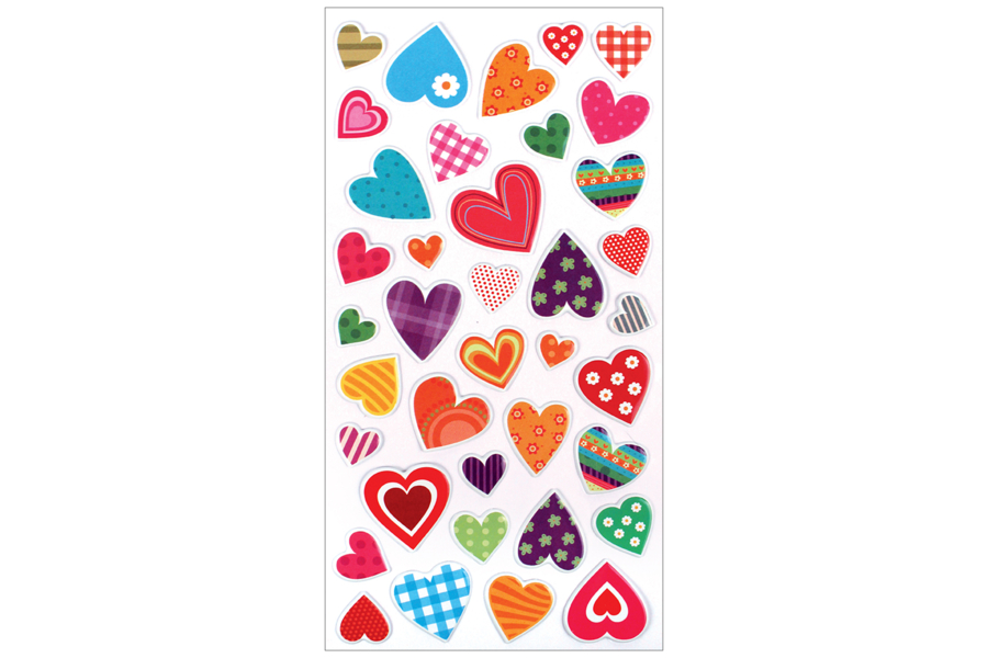 Stickers coeurs 3D - 38 pcs - Stickers Fantaisies