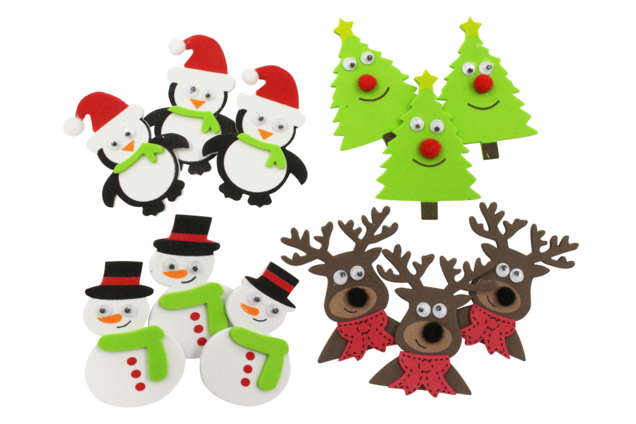 Stickers de Noël en caoutchouc souple - 12 pcs - Stickers mousse ...