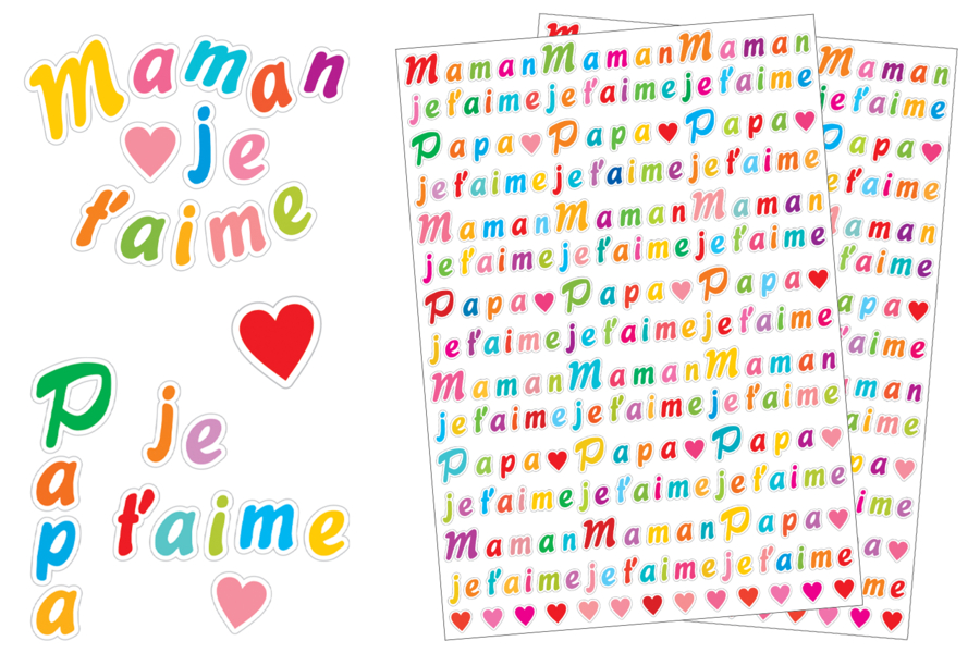 Stickers lettres "Maman, Papa"- 518 pcs - Gommettes Fête des parents ...