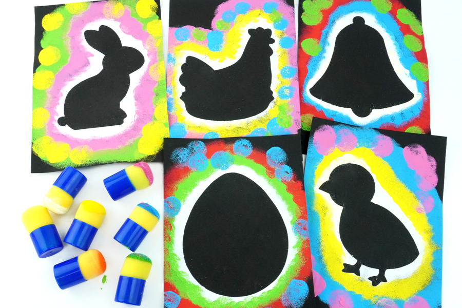 Silhouettes de Pâques avec de la peinture - Activités manuelles DIY Pâques
