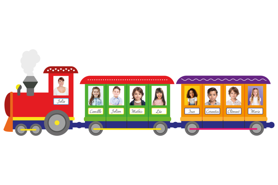 Train trombinoscope en carte forte - Indispensables Créatifs pour l'École